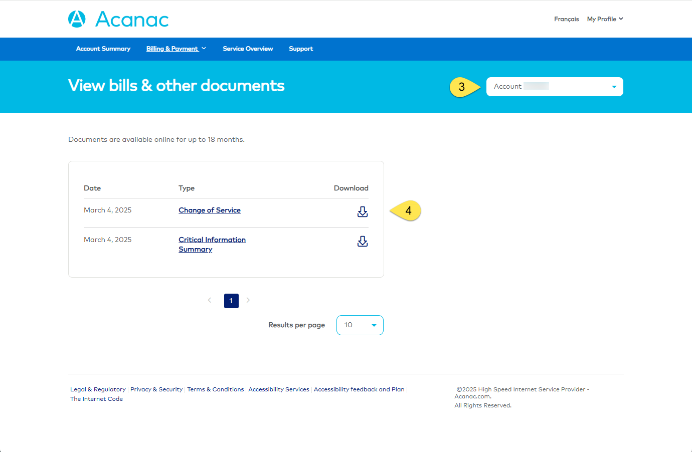 Review your bill and services