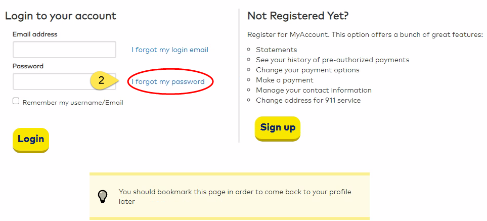 Accessing MyAccount